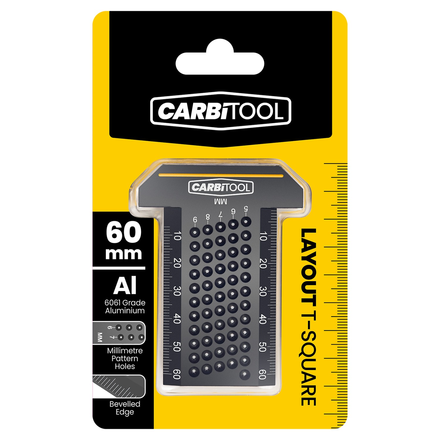 SQUARE T-RULER PRECISION WOODWORKING 60MM POCKET - Carbitool